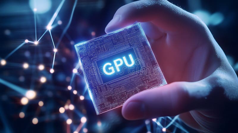 Close-Up of GPU Chip Held in Hand, Representing Advanced Graphics ...