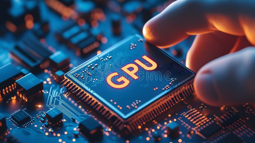 Close-Up of GPU Chip Held in Hand, Representing Advanced Graphics ...