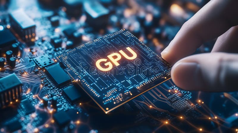 Close-Up of GPU Chip Held in Hand, Representing Advanced Graphics ...