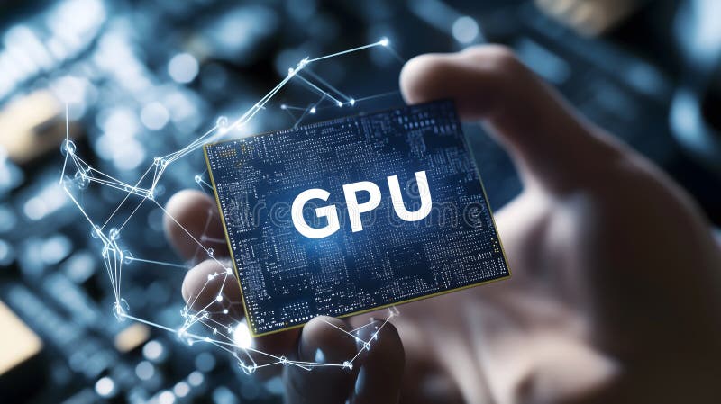 Close-Up of GPU Chip Held in Hand, Representing Advanced Graphics ...