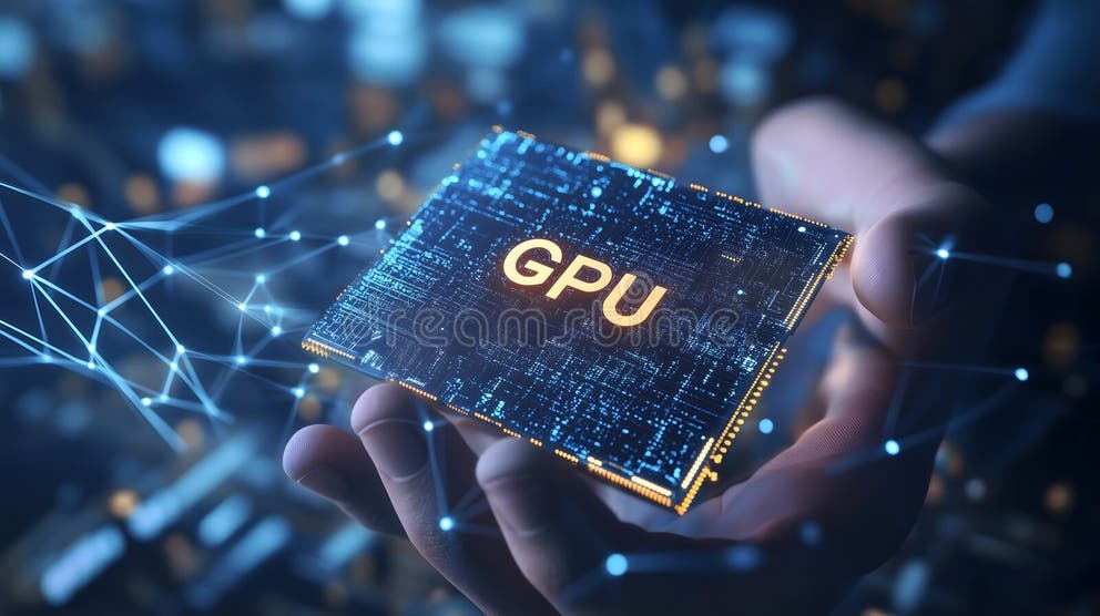 Close-Up of GPU Chip Held in Hand, Representing Advanced Graphics ...