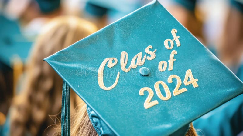 Close-Up of Graduation Cap with Class of 2024 Design in Focus Stock ...