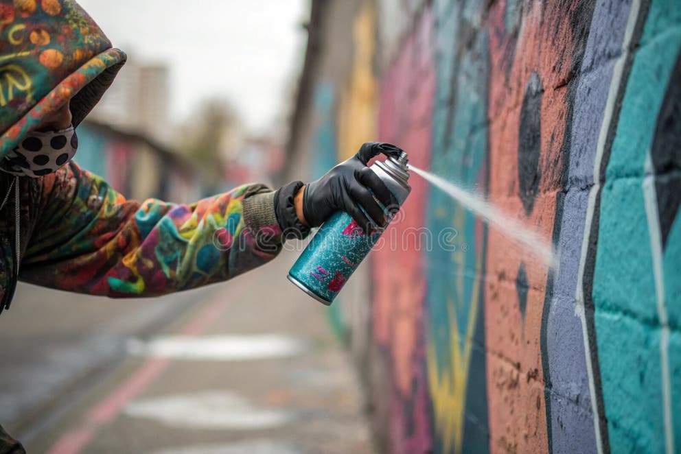 Close-up Graffity Painter Hand - Generated by Ai Stock Illustration ...