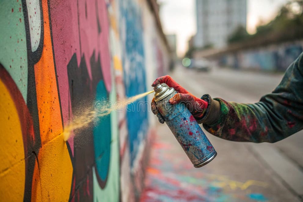 Close-up Graffity Painter Hand - Generated by Ai Stock Illustration ...