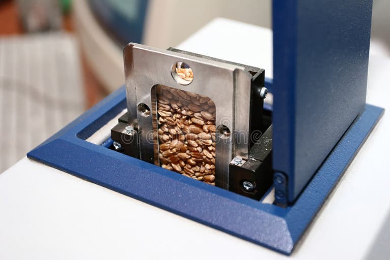 Close-up of Grain Testing Machine Analyzing Seeds for Quality Control ...