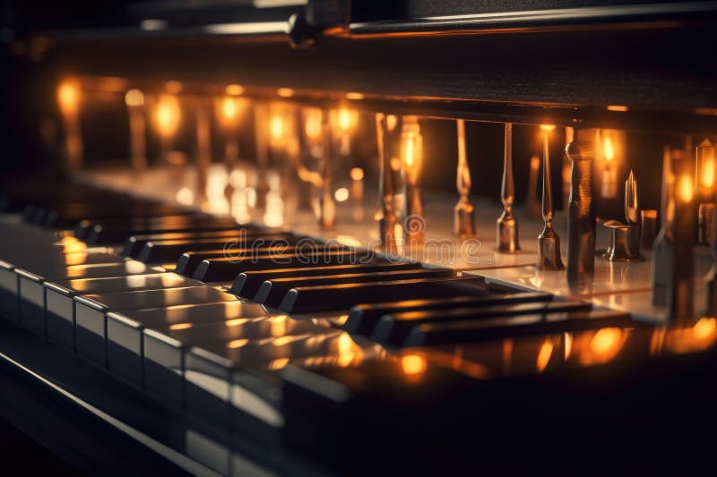 Close-up of Grand Piano Keys with Soft Lighting Stock Illustration ...