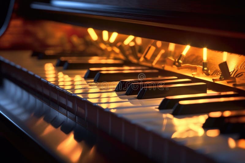 Close-up of Grand Piano Keys with Soft Lighting Stock Illustration ...