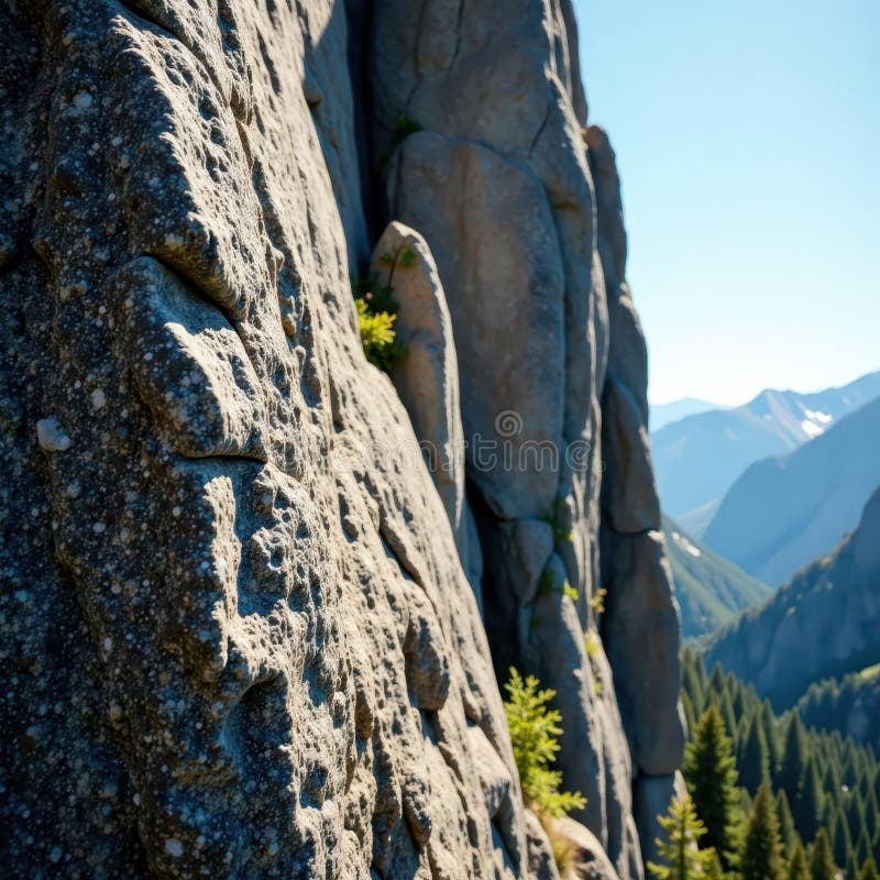 Close Up of Granite Cliff Face, Challenging Route, Free Climbing ...
