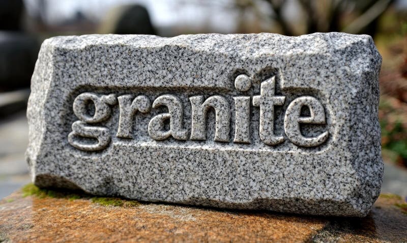 Granite Stone Block with Carved Text Stock Illustration - Illustration ...