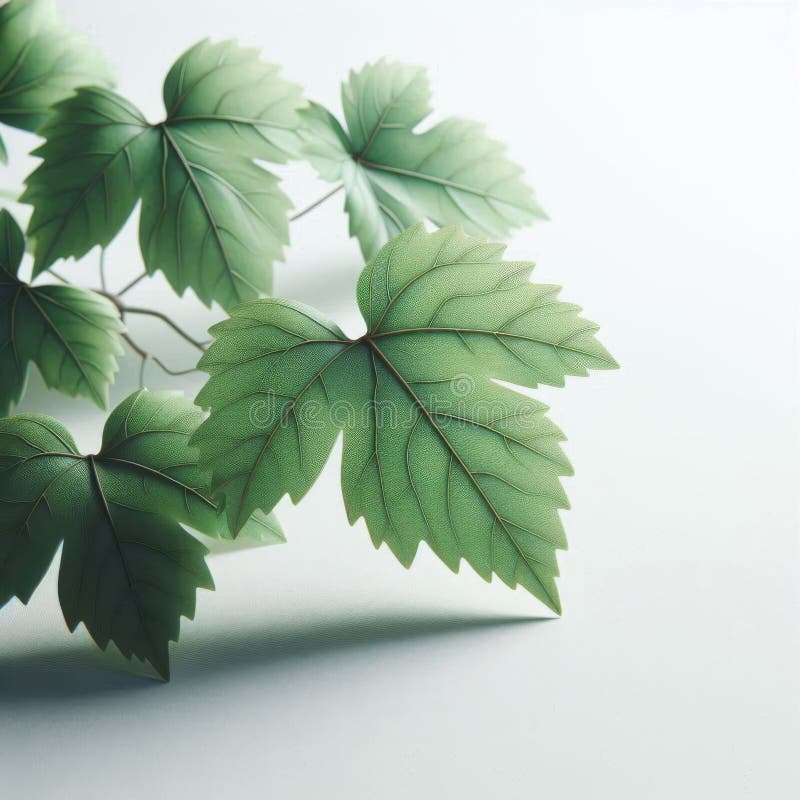 Close-Up of Grape Leaves with White Backdrop Stock Illustration ...