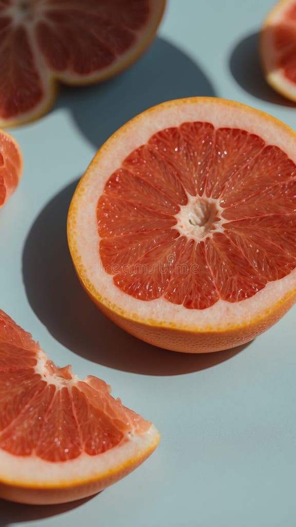 A Close Up of a Grapefruit Cut within Half Placed on a Plate. Stock ...