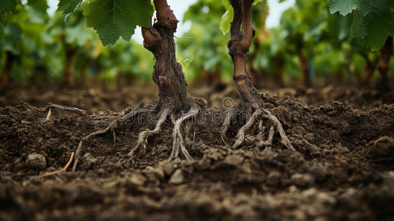 Close-up of Grapevine Roots in Rich Soil Stock Illustration ...