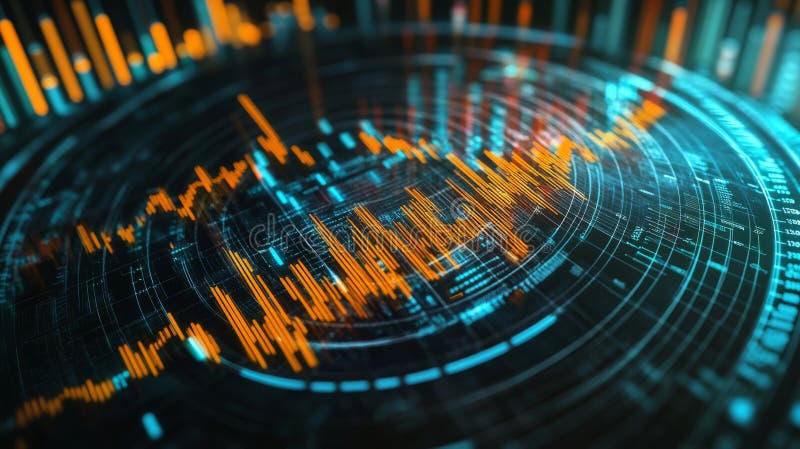 A Close Up of a Graph with Orange and Blue Lines Stock Illustration ...