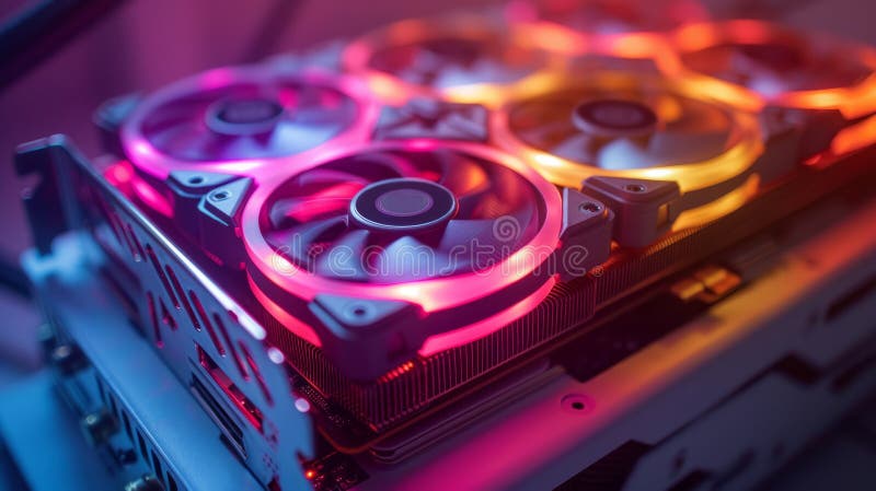 Close-up of a Graphics Card Inside a Computer. Stock Image - Image of ...