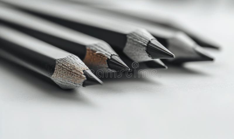 A Close-up of Graphite Pencils Neatly Arranged on a Pristine White ...