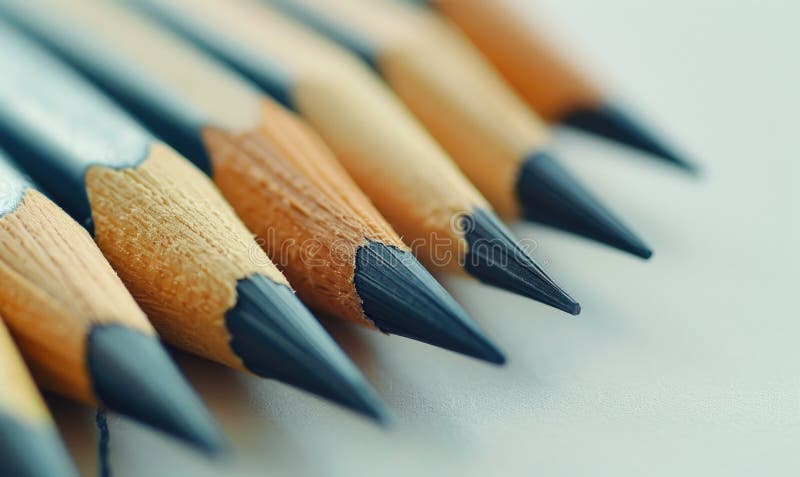 A Close-up of Graphite Pencils Neatly Arranged on a Pristine White ...