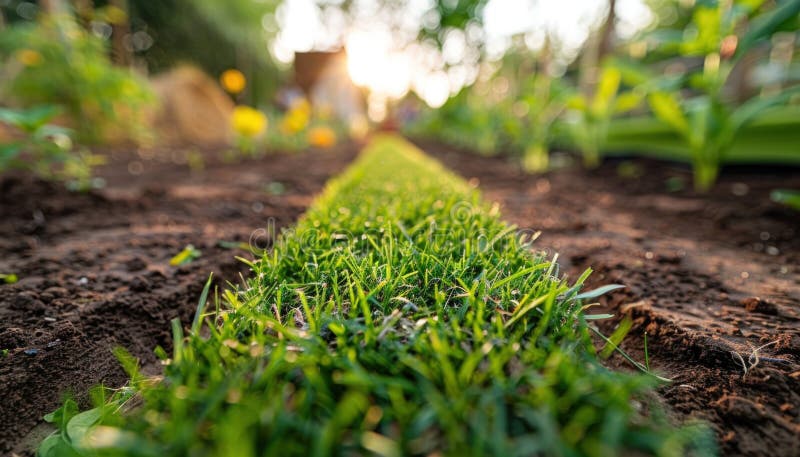 Close Up of Grass Sprouting from Ground in Natural Landscape Stock ...