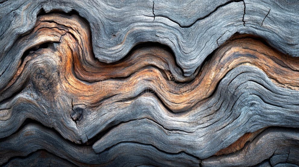 Close-Up of Gray and Brown Wood Texture with Wave Pattern Stock ...