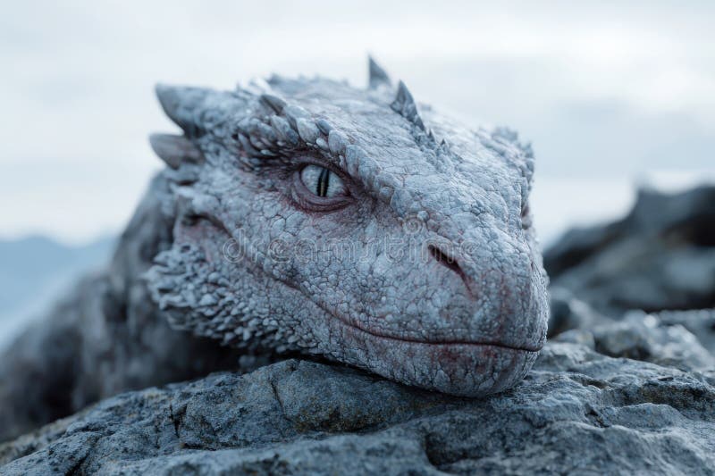 Close-up of a Gray Dragon S Face Stock Illustration - Illustration of ...