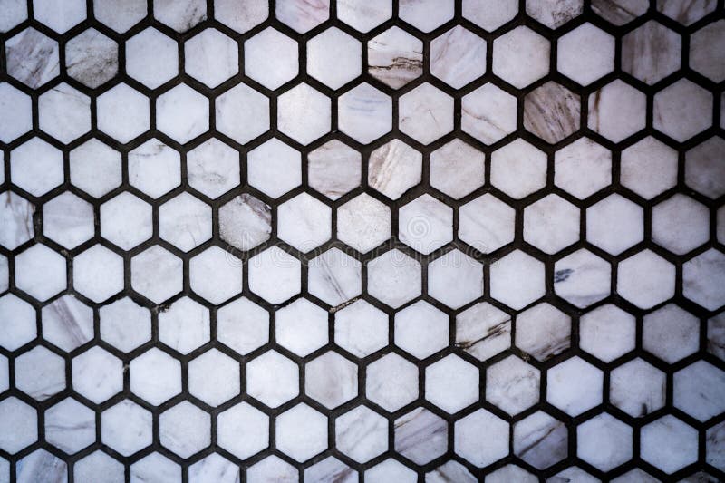 Close Up of Gray Honeycomb, Hexagon Ceramic Tile Pattern Wall Stock ...