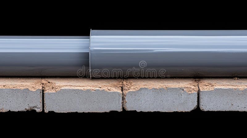 Close-up of Gray Plastic Pipe Installation in a Concrete Wall for a ...
