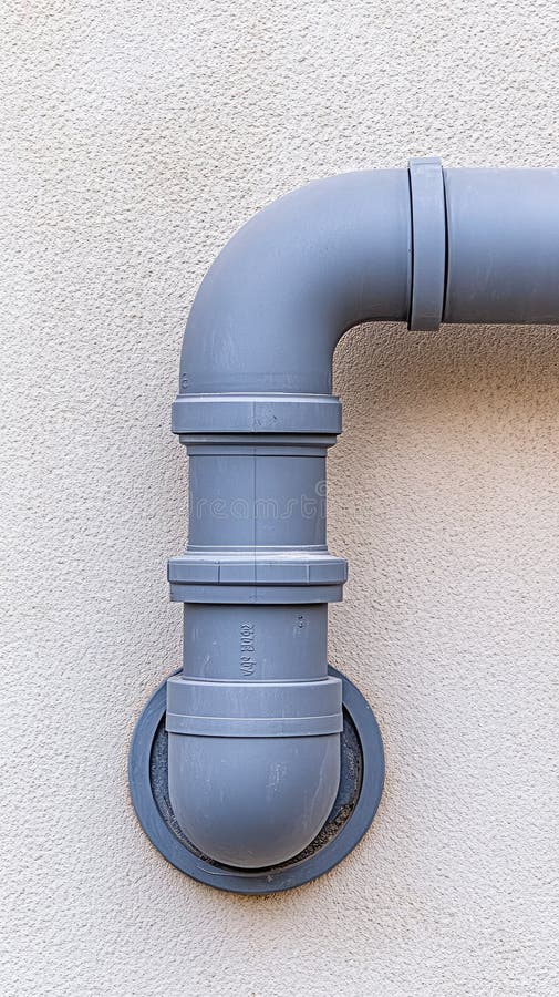 Close-up of a Gray Plastic Pipe for a Wastewater System Installation on ...