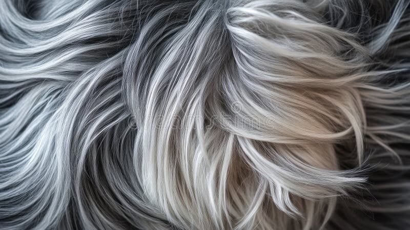 Close-up of Gray and White Fluffy Fur Texture with Natural Patterns and ...