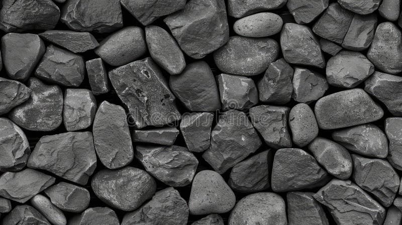 A Close-up, Grayscale Image of a Stone Wall. the Stones are Arranged in ...