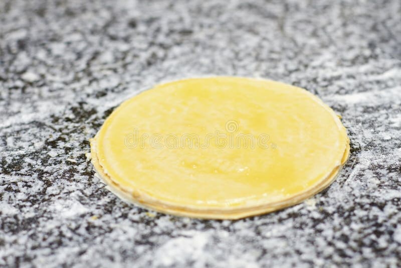 Close Up Greased Round Dough on Table. Stock Image - Image of gourmet ...