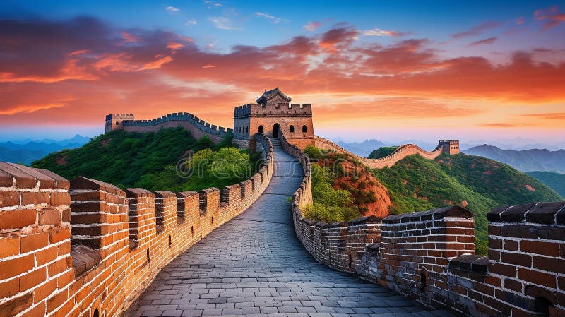 A Close-up of the Great Wall of China, with Its Ancient Stonework and ...