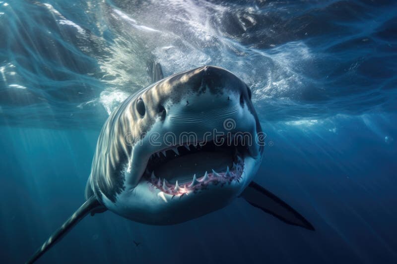 Close-up of Great White Sharks Eye and Face during Breach Stock Photo ...