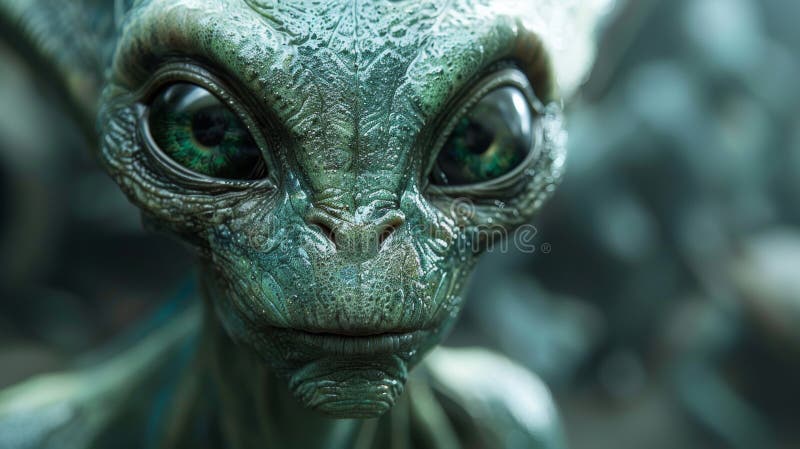 A Close Up of a Green Alien with Big Eyes and Long Hair, AI Stock Photo ...