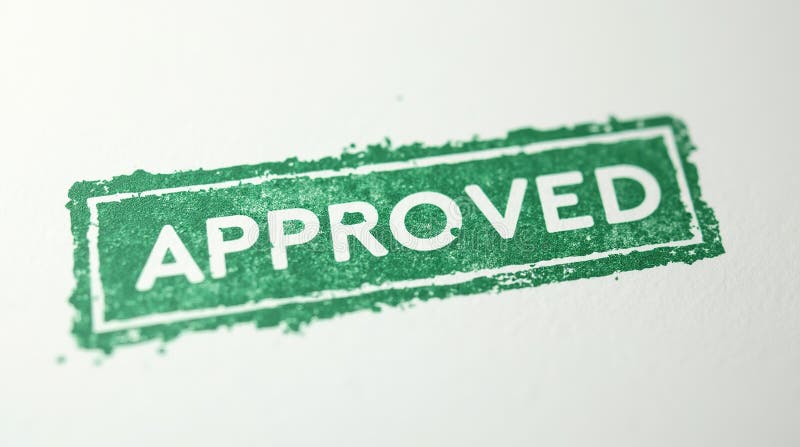 Green Approved Stamp on White Paper Surface Stock Illustration ...