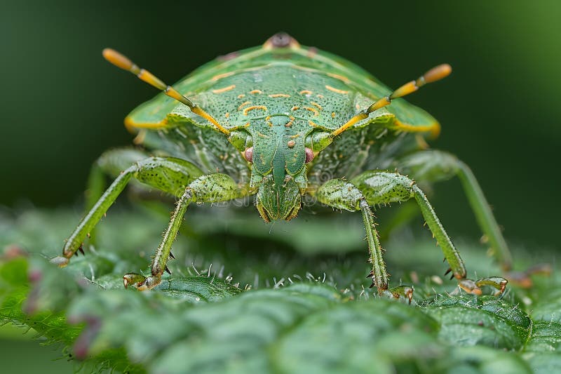 Close Up of a Green Bug on a Leaf Generative AI Stock Illustration ...