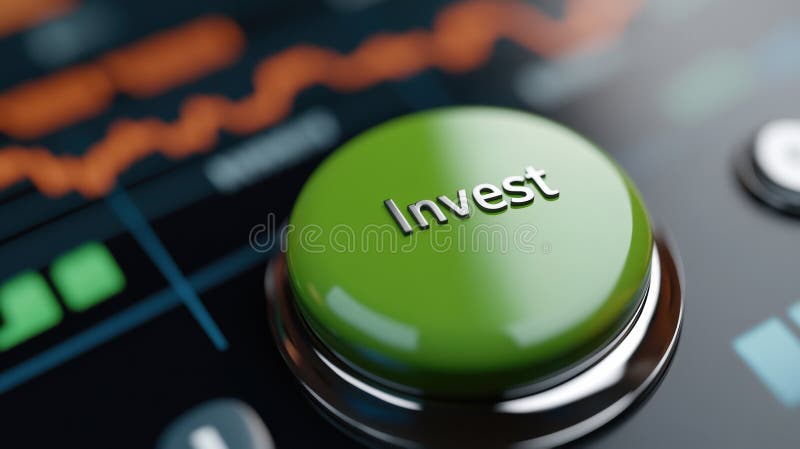 A Close Up of a Green Button on an Electronic Trading Board, AI Stock ...