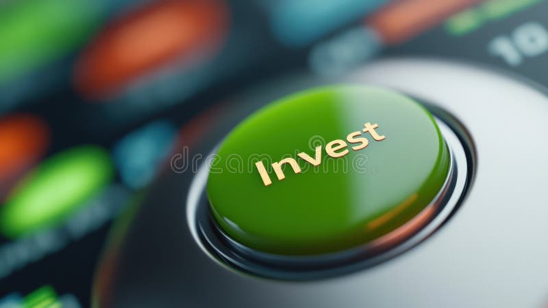 A Close Up of a Green Button with the Word Invest on it, AI Stock Image ...