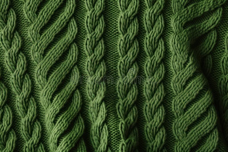 Close-up of Green Cable Knit Woolen Sweater Texture Stock Photo - Image ...