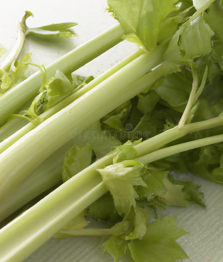 Close Up of Green Celery Over Table Created Using Generative Ai ...