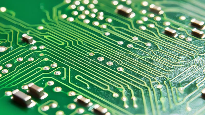 Close-up of a Green Circuit Board with Intricate Details Stock ...