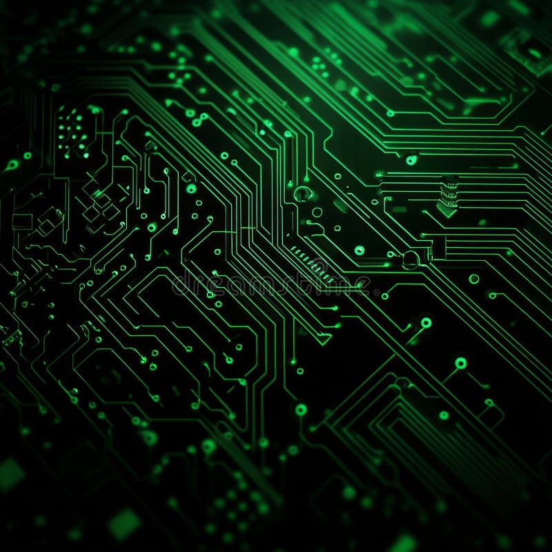Close-up of Green Circuit Board Patterns: Technology Design and ...