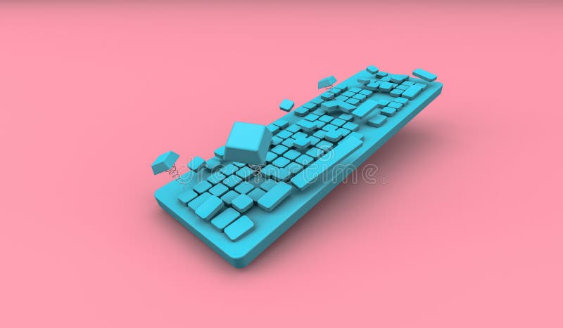 Close Up Green Computer Keyboard Damage and Explosion Stock ...