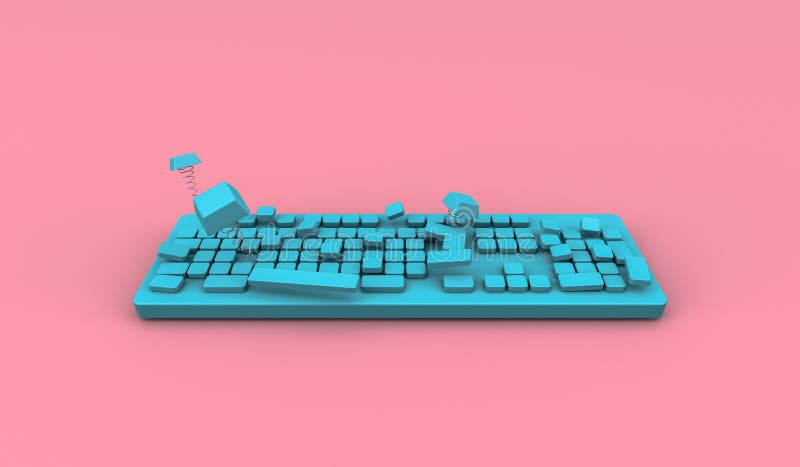 Close Up Green Computer Keyboard Damage and Explosion Stock ...