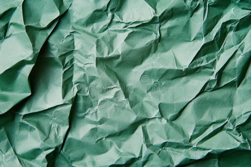 Green Crumpled Paper Macro Close-up Abstract Texture. Artificial ...