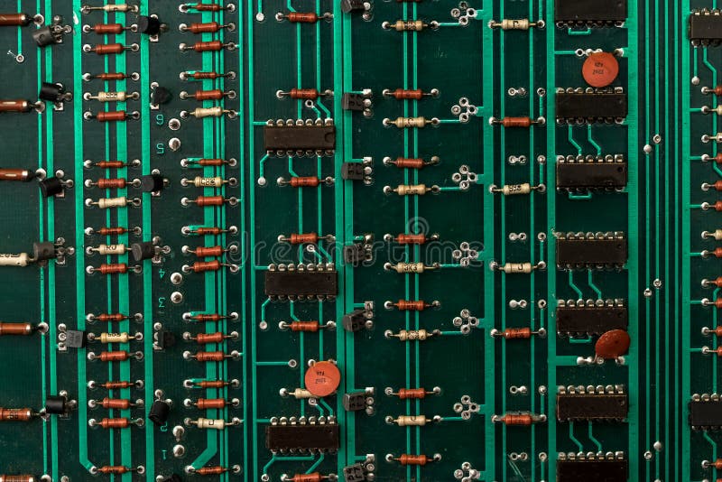 Close Up of Green Electronic Circuit Board Stock Image - Image of ...