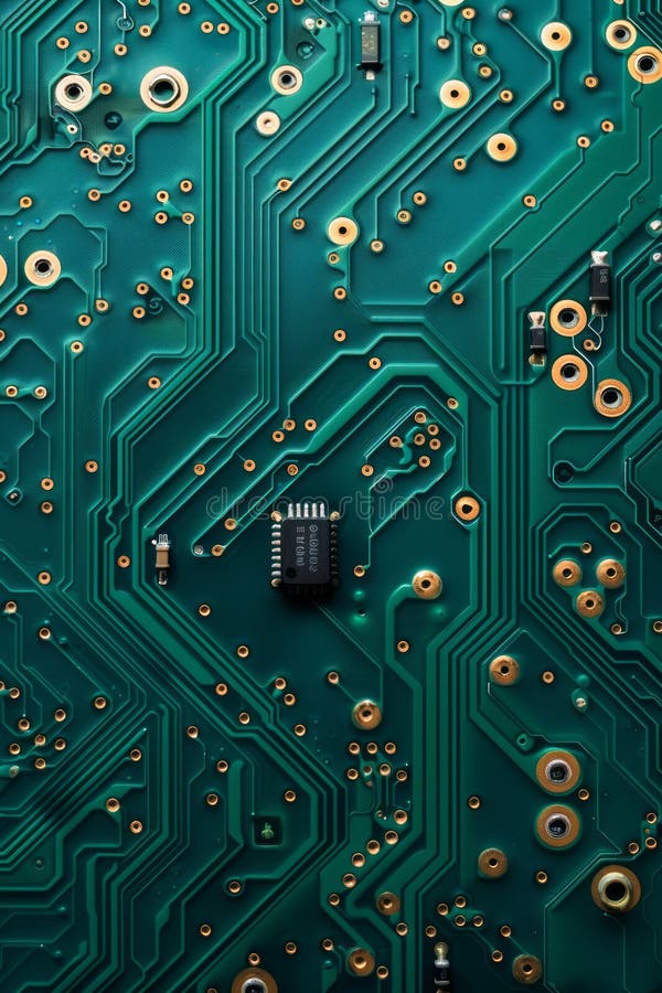 Close Up of Green Electronic Circuit Board with Microchips and ...