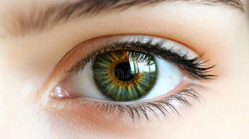 Close-up of a Green Eye with Detailed Features Stock Illustration ...