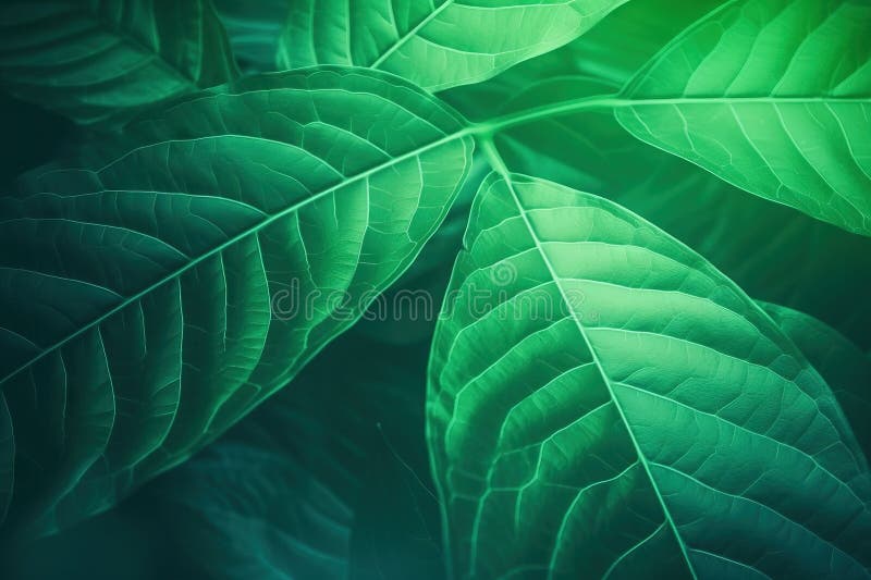 A Close Up of a Green Leaf with a Blurry Back Ground and a Black ...