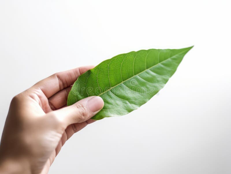 Close Up Green Leaf on Hand. Earth Day and Ecology Concept Stock ...