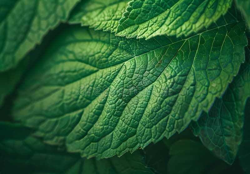 Close-Up Green Leaf Texture, Macro Photography Stock Illustration ...