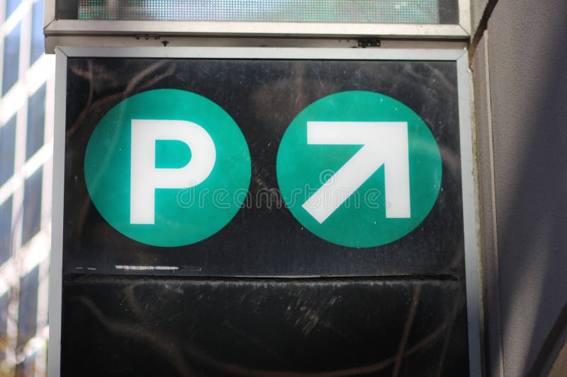 Close-up of a Green Parking Sign Stock Image - Image of direction ...
